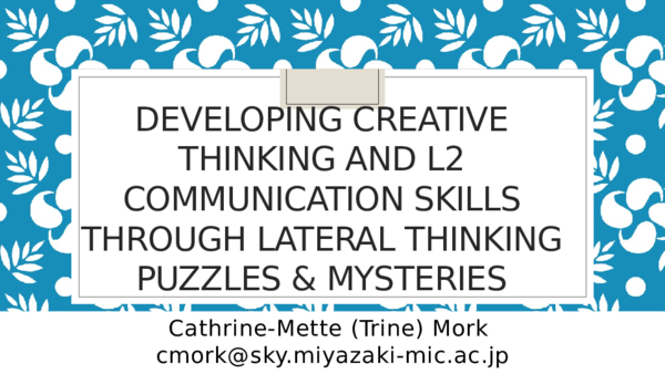 (PPT) (Sep. 2016) Developing creative thinking & L2 communication ...