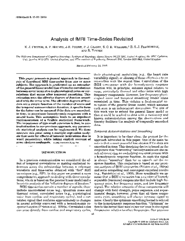 (PDF) Analysis of fMRI Time-Series Revisited
