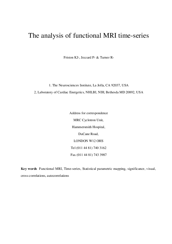(PDF) Analysis of functional MRI time-series