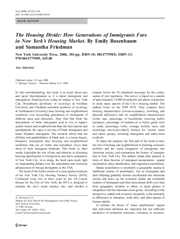 (PDF) The Housing Divide: How Generations of Immigrants Fare in New ...