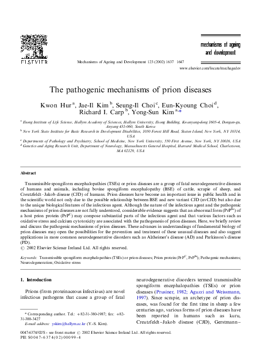 (PDF) The pathogenic mechanisms of prion diseases
