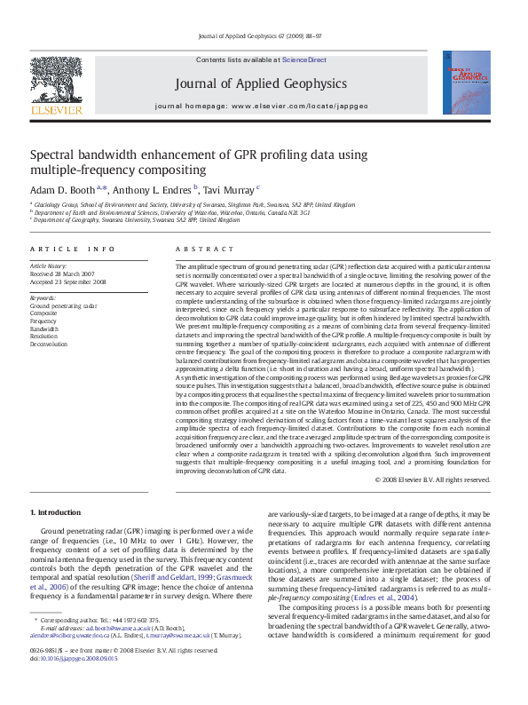 Pdf Spectral Bandwidth Enhancement Of Gpr Profiling Data Using