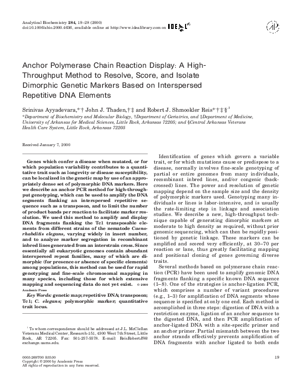 (PDF) Anchor Polymerase Chain Reaction Display: A High-Throughput Method to Resolve, Score, and ...