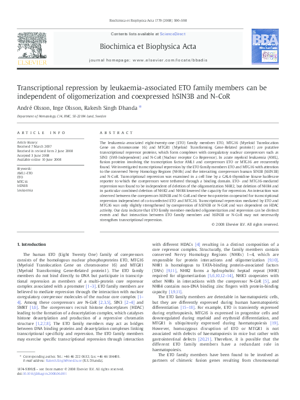 (PDF) Transcriptional repression by leukaemia-associated ETO family ...
