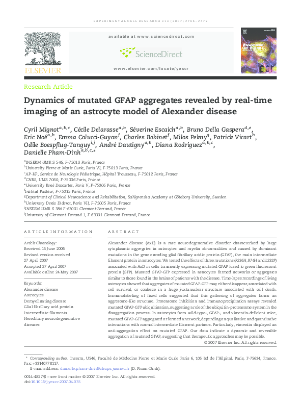 (PDF) Dynamics of mutated GFAP aggregates revealed by real-time imaging ...