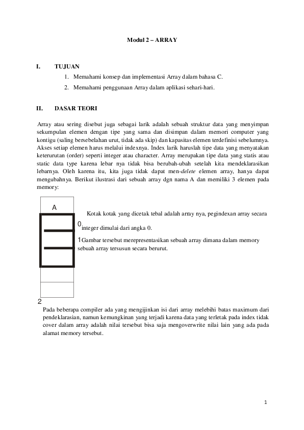 (PDF) Struktur Data Modul 02 Array | tri yuni - Academia.edu