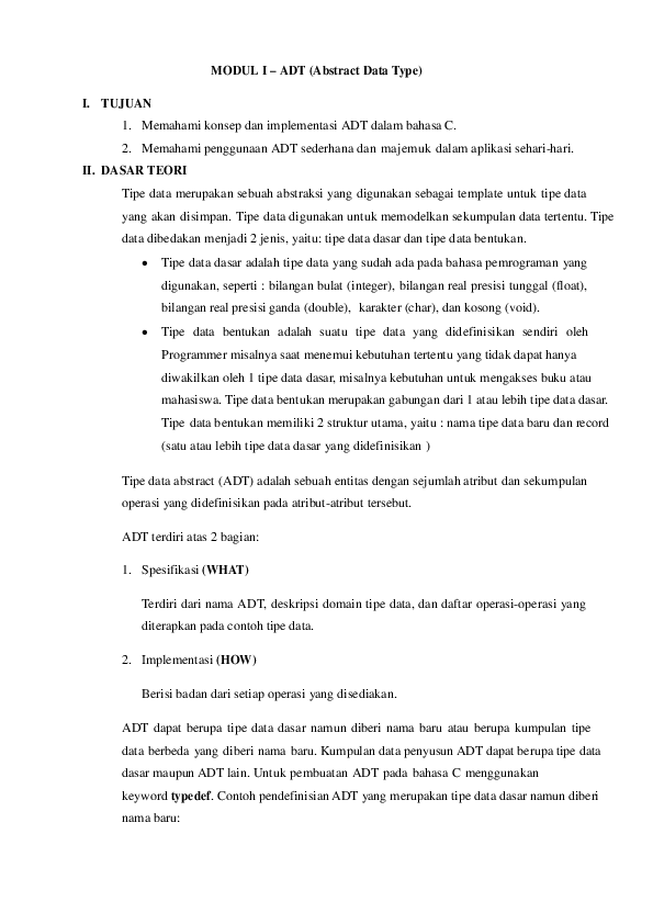 (PDF) Struktur Data Modul 01 ADT