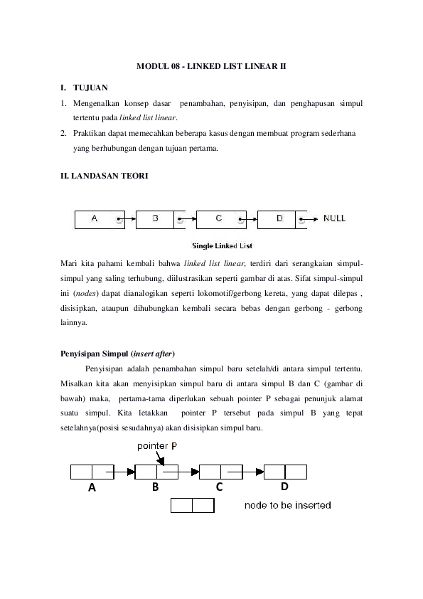 (PDF) Struktur Data MODUL 08 LINKED LIST LINEAR II