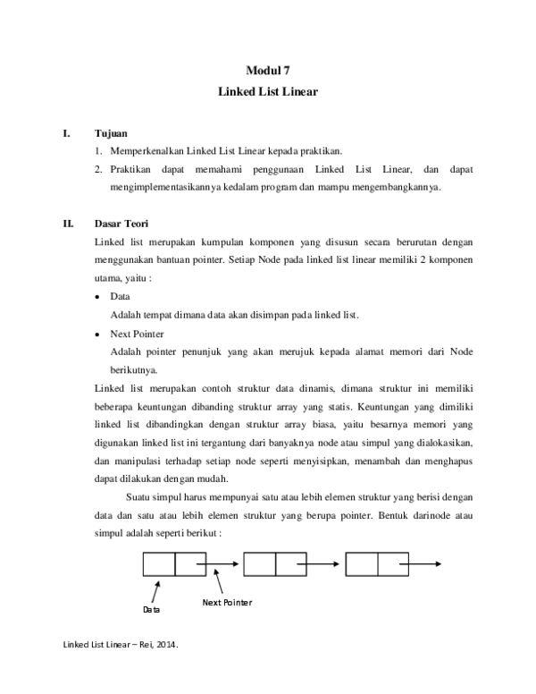 (PDF) Struktur Data Modul 07 Linked List Linear