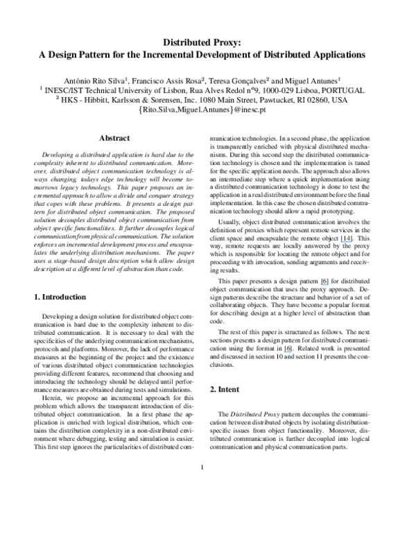 Pdf Distributed Proxy A Design Pattern For The Incremental