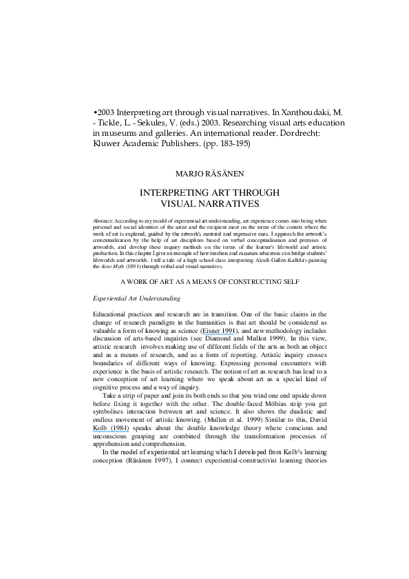 (PDF) Interpreting Art Through Visual Narratives