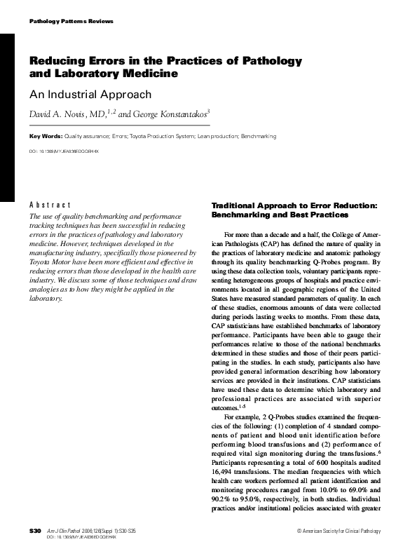 (PDF) Reducing Errors in the Clinical Laboratory: A Lean Production ...