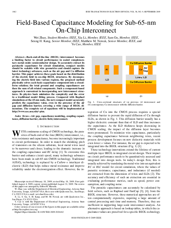 Pdf Field Based Capacitance Modeling For Sub65 Nm On Chip Interconnect