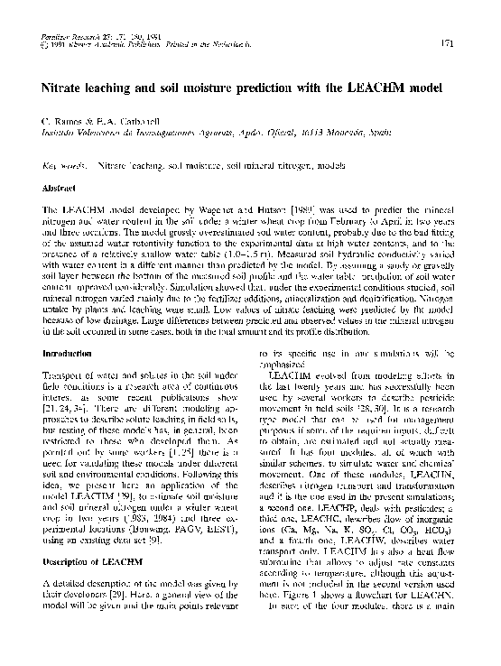 (PDF) Nitrate leaching and soil moisture prediction with the LEACHM model