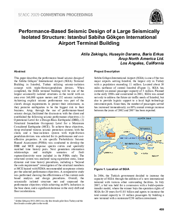 (PDF) Performance-Based Seismic Design of a Large Seismically Isolated Structure: Istanbul ...