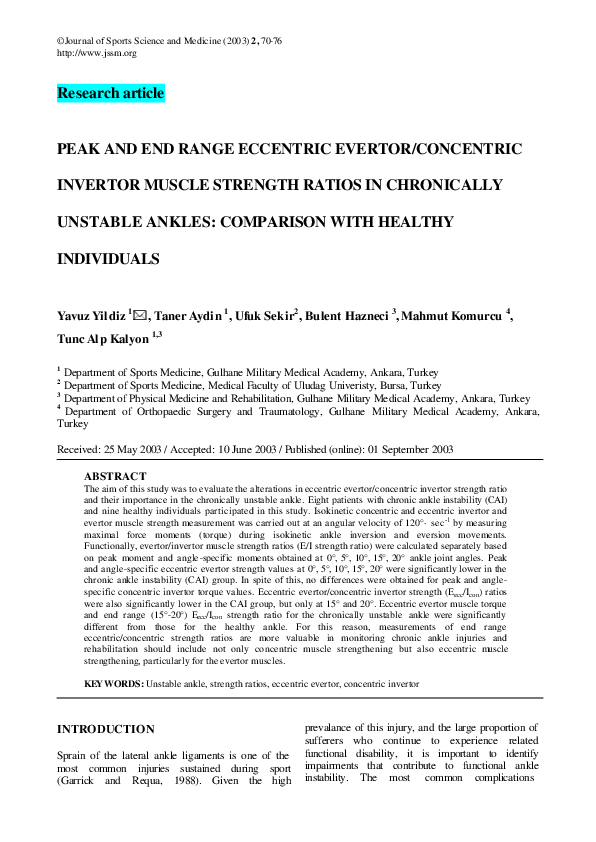 (PDF) Peak and end range eccentric evertor/concentric invertor muscle ...