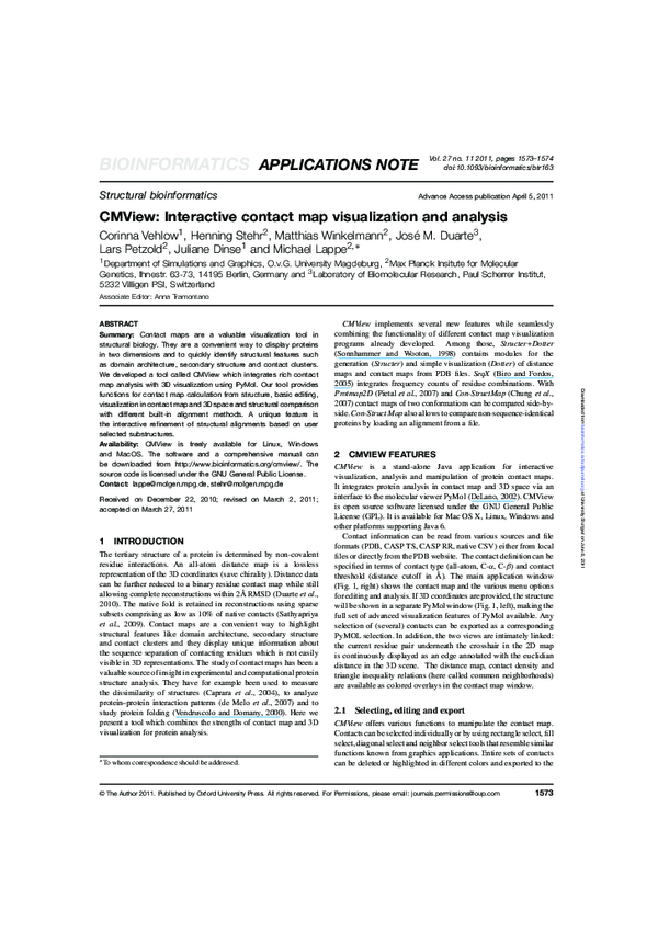 (PDF) CMView: Interactive contact map visualization and analysis
