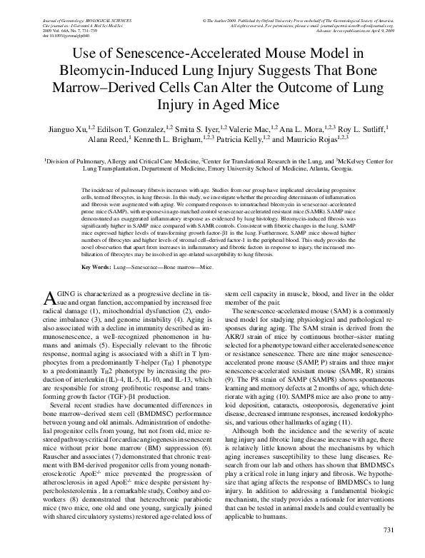 (PDF) Use of Senescence-Accelerated Mouse Model in Bleomycin-Induced ...