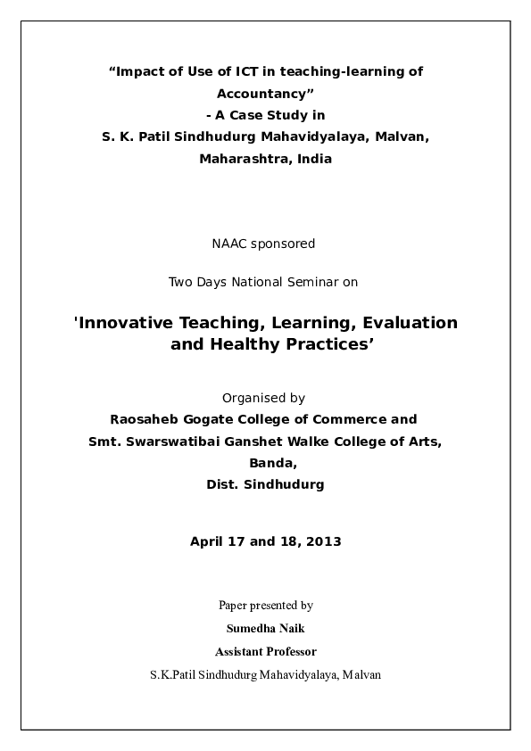 (DOC) " Impact of Use of ICT in teaching-learning of Accountancy " -A ...