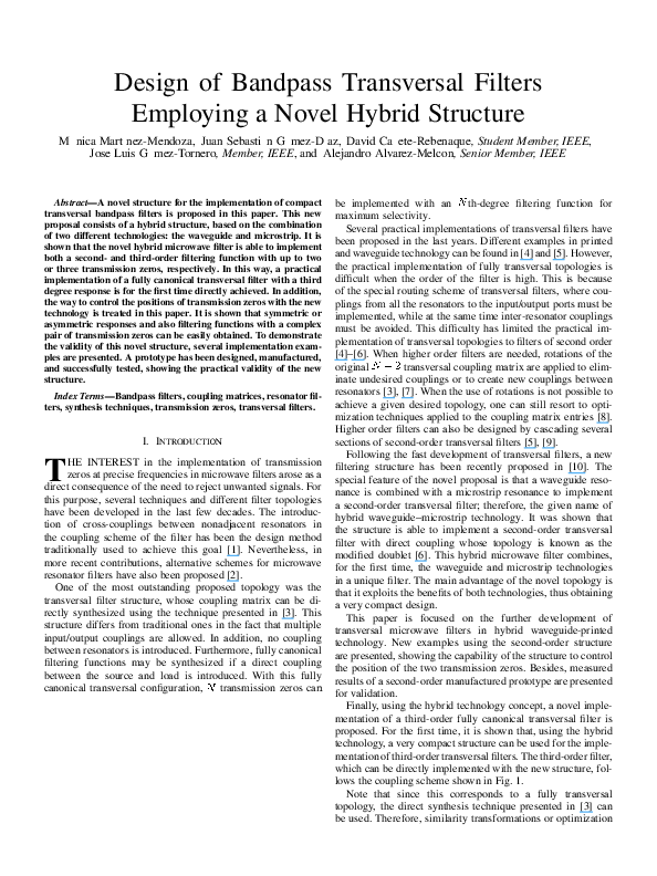 (PDF) Design of Bandpass Transversal Filters Employing a Novel Hybrid ...
