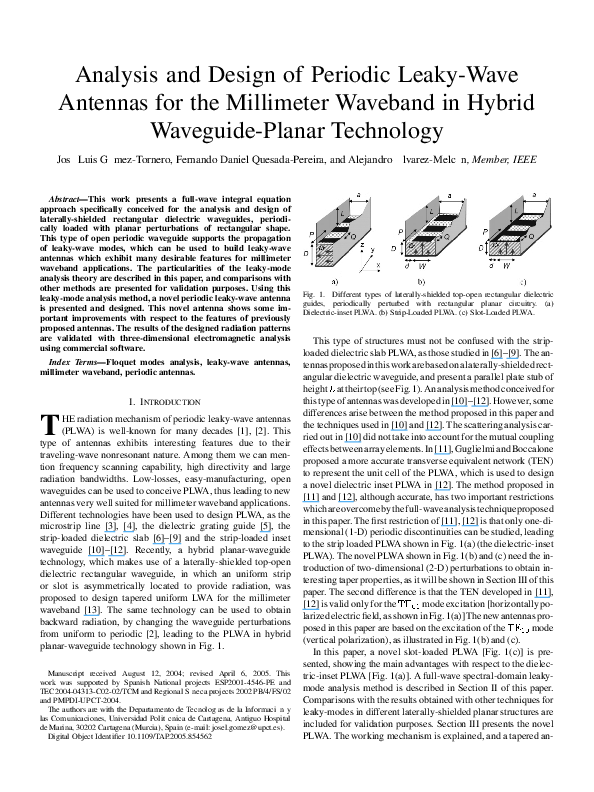(PDF) Analysis and design of periodic leaky-wave antennas for the ...