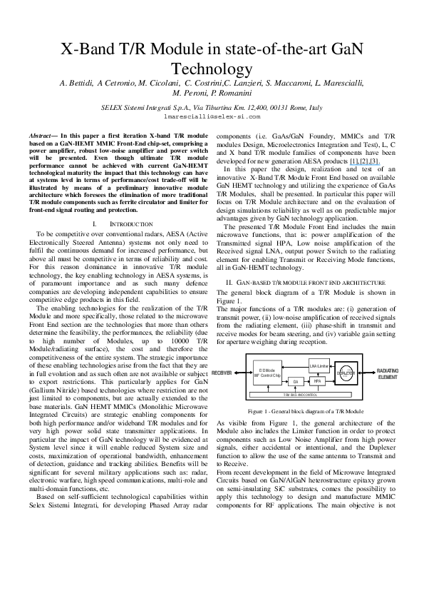 (PDF) X-band T/R module in state-of-the-art GaN technology