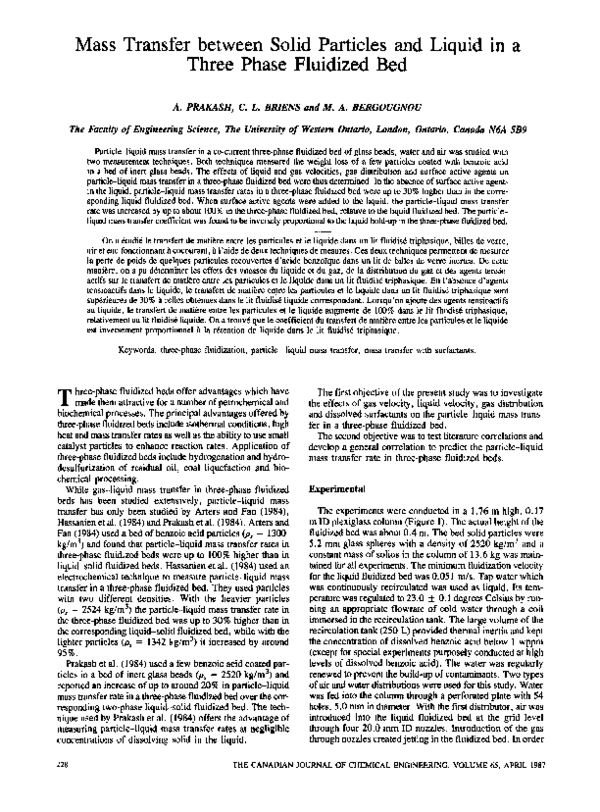 (PDF) Mass transfer between solid particles and liquid in a three phase ...