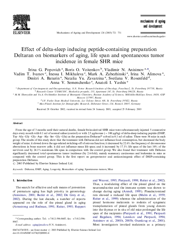 (PDF) Effect of delta-sleep inducing peptide-containing preparation Deltaran on biomarkers of ...