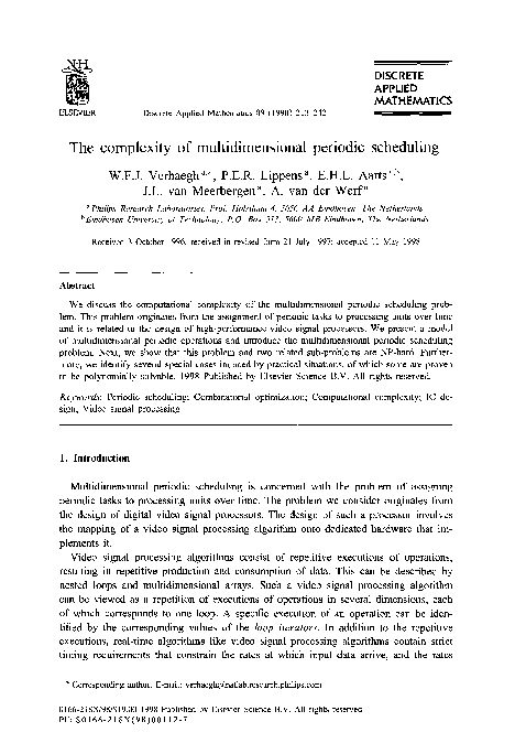 Pdf The Complexity Of Multidimensional Periodic Scheduling