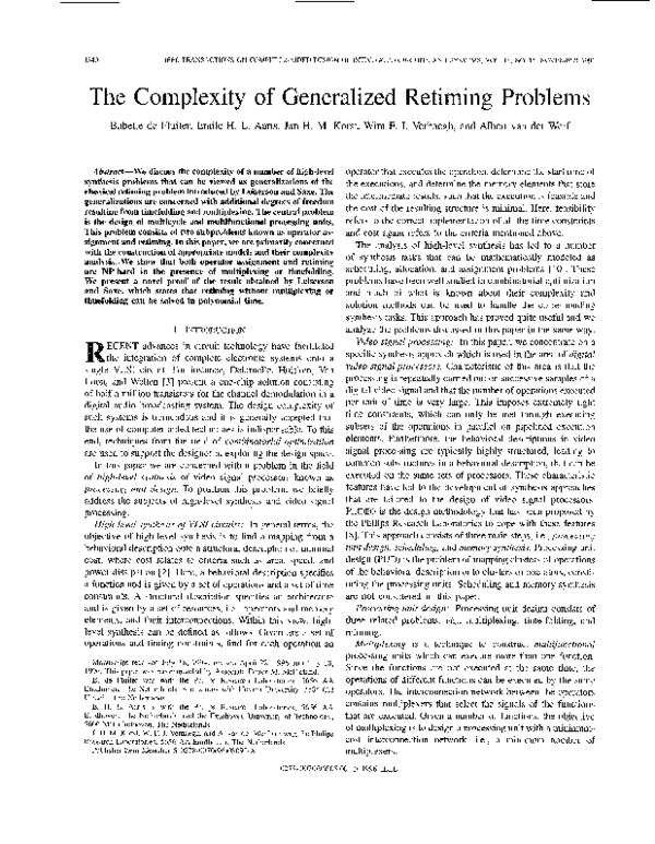 (PDF) The complexity of generalized retiming problems