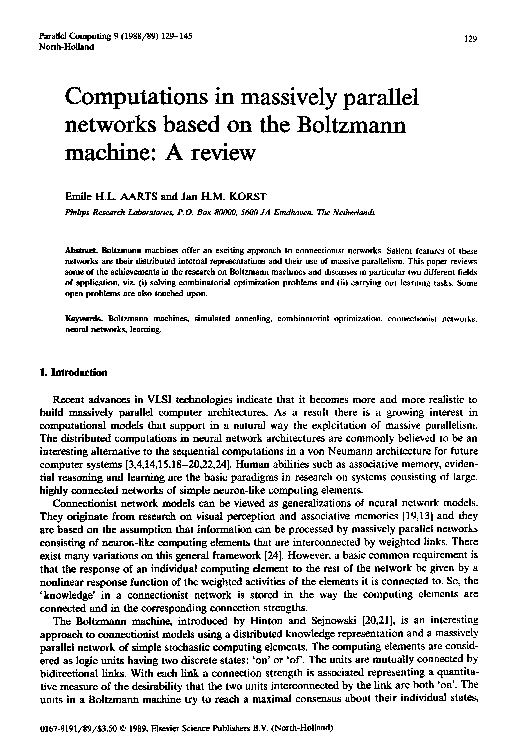 Pdf Computations In Massively Parallel Networks Based On The Boltzmann Machine A Review 7496