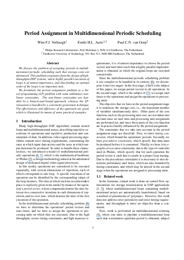 (PDF) Period assignment in multidimensional periodic scheduling