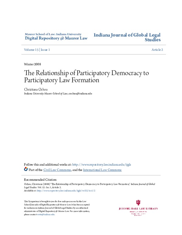 (PDF) The Relationship of Participatory Democracy to Participatory Law ...