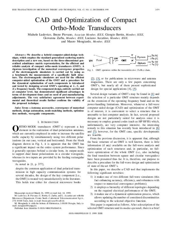 (PDF) CAD and optimization of compact ortho-mode transducers | mauro ...