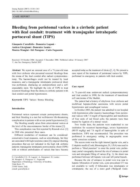 (PDF) Bleeding from peristomal varices in a cirrhotic patient with ...