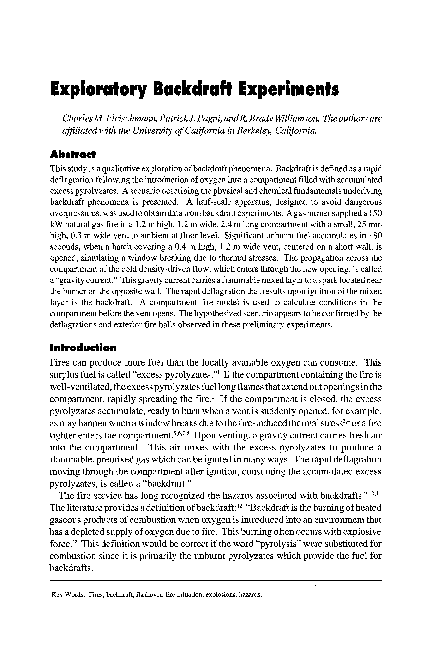 (PDF) Exploratory backdraft experiments