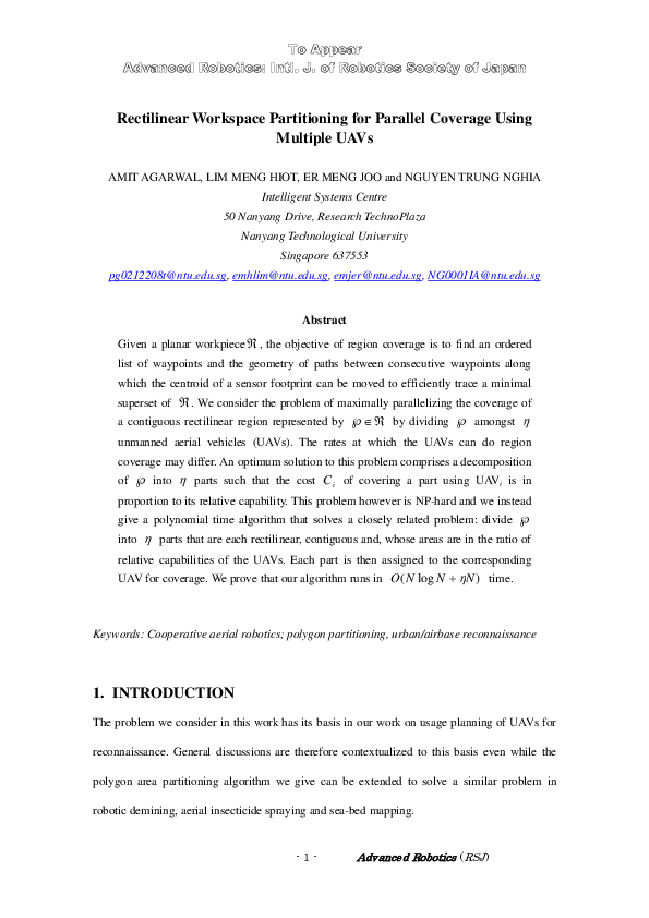 Pdf Rectilinear Workspace Partitioning For Parallel Coverage Using Multiple Uavs