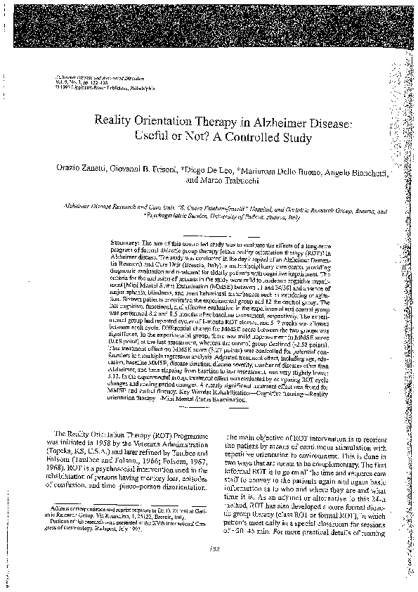 (PDF) Reality Orientation Therapy in Alzheimer Disease: Useful or Not ...