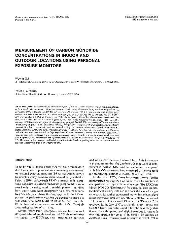 (PDF) Measurement of carbon monoxide concentrations in indoor and ...
