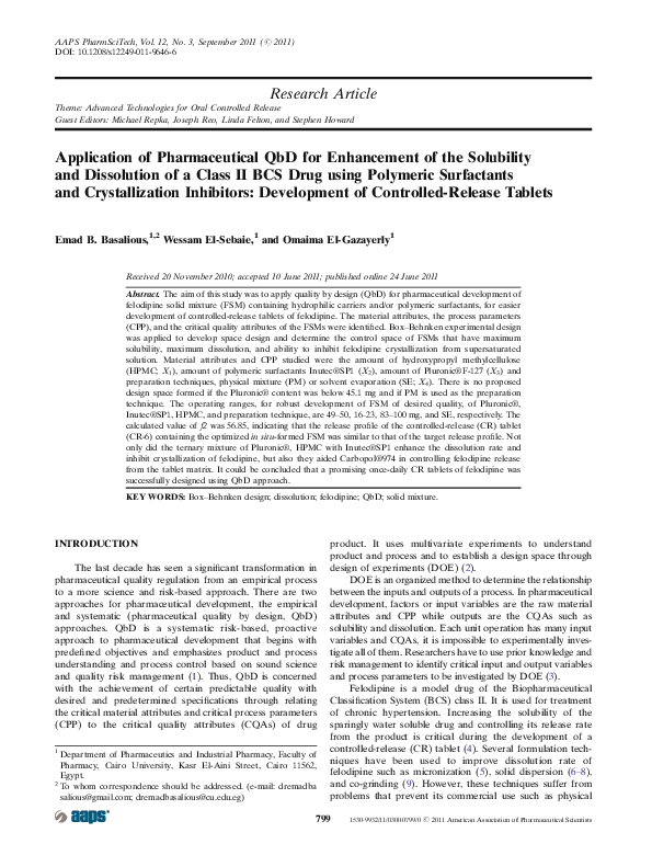 (PDF) Application of Pharmaceutical QbD for Enhancement of the ...