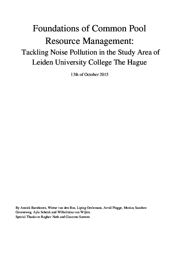 (PDF) Foundations of Common Pool Resource Management: Table of Content