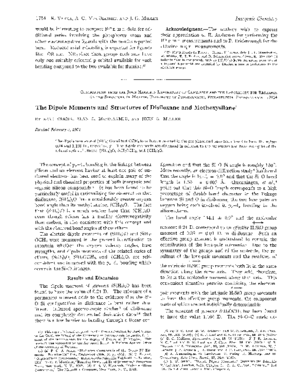 (PDF) The Dipole Moments and Structures of Disiloxane and Methoxysilane