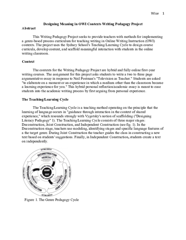 (PDF) Designing Meaning in Online Writing Instruction (OWI): A Genre ...
