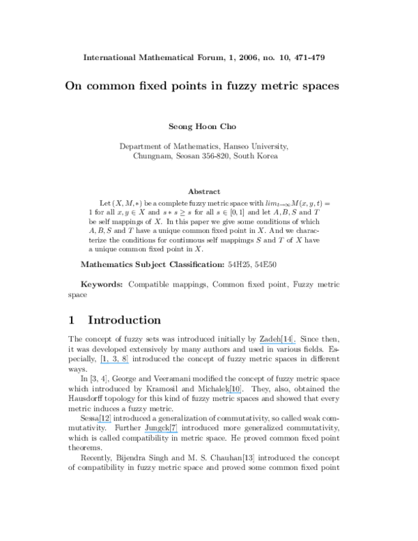 (PDF) Fixed points in