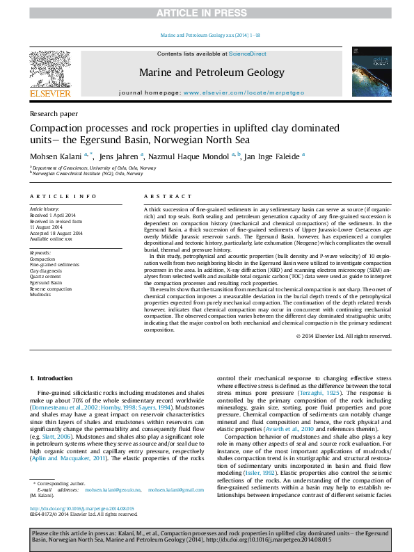 (PDF) Compaction processes and rock properties in uplifted clay ...