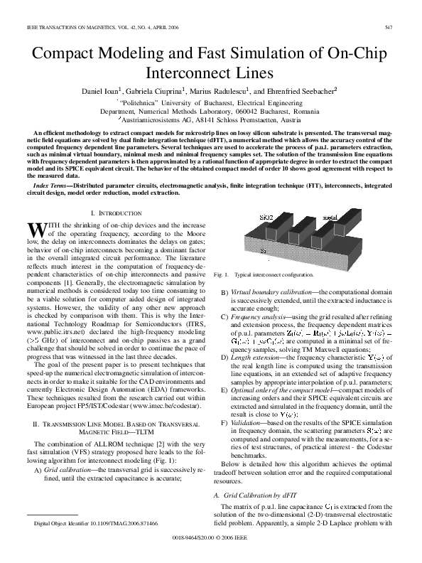 Pdf Compact Modeling And Fast Simulation Of On Chip Interconnect Lines
