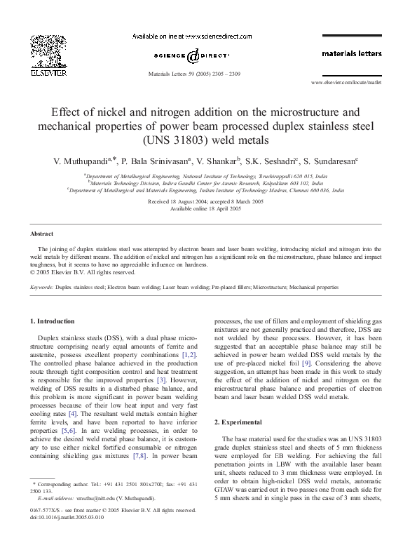 (PDF) Effect of nickel and nitrogen addition on the microstructure and mechanical properties of ...