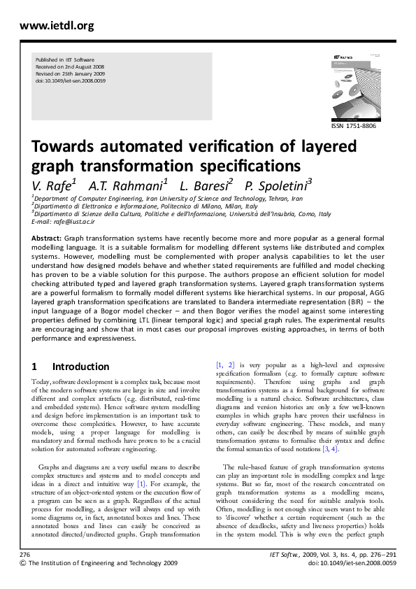 Pdf Towards Automated Verification Of Layered Graph Transformation Specifications Vahid Rafe