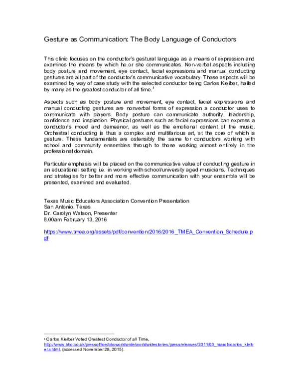 (PDF) Gesture as Communication: The Body Language of Conductors