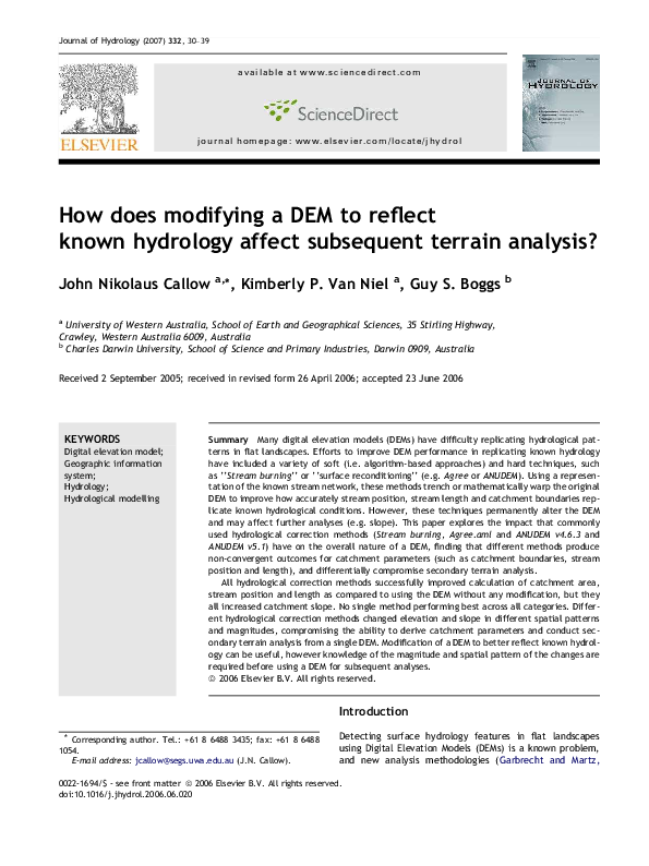 (PDF) How does modifying a DEM to reflect known hydrology affect ...